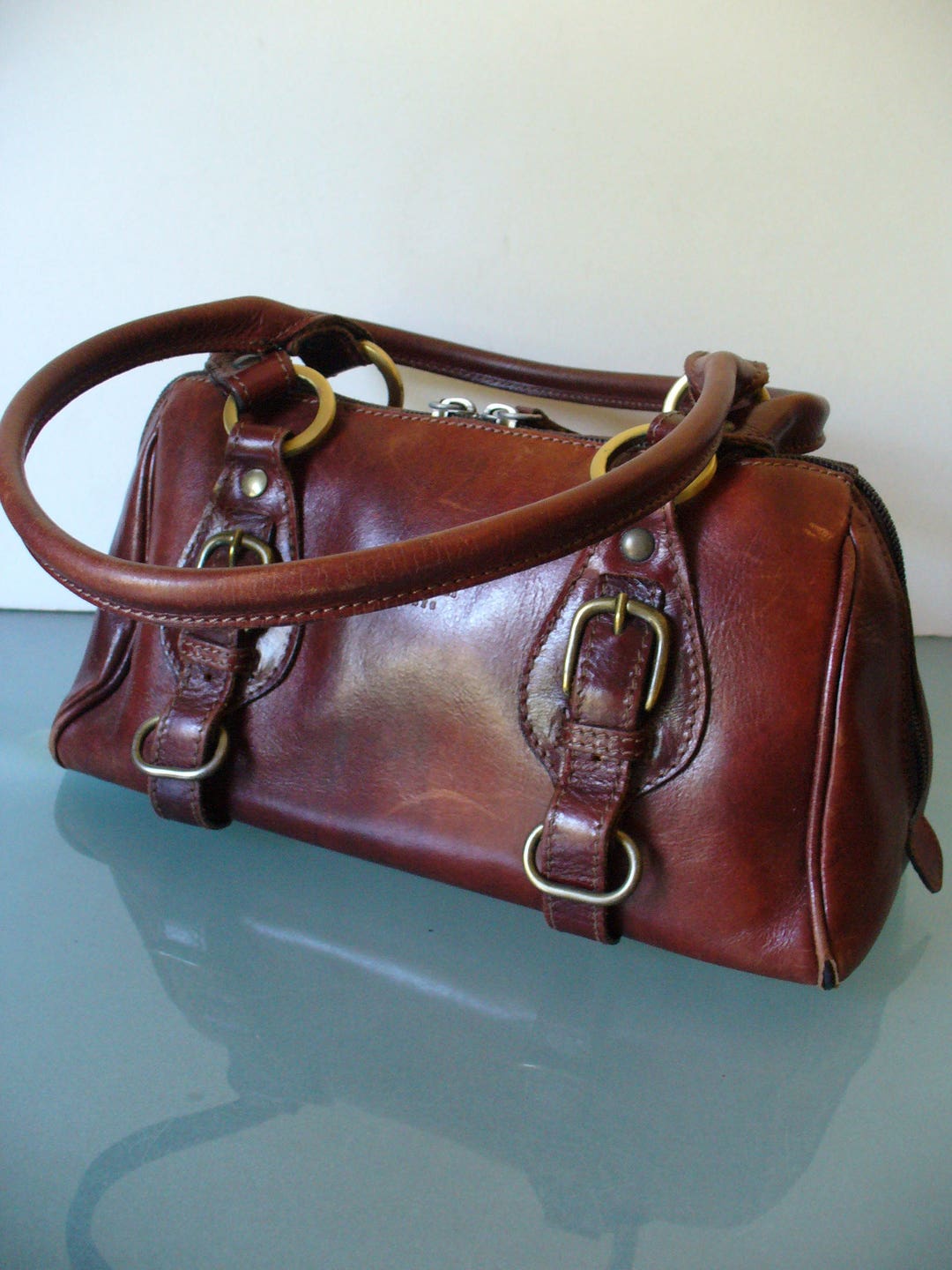 I Medici Made in Italy Chestnut Brown Leather Doctor Style Bag - Etsy