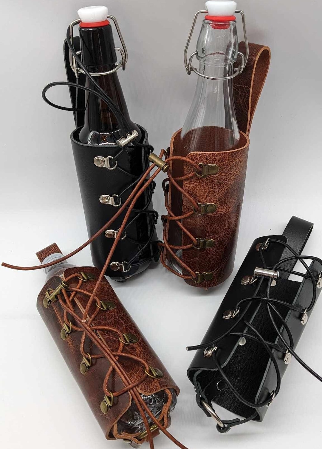Leather Water Bottle Holster Adjustable - Etsy