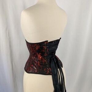 Red and Black Vinyl and Brocade Steel Boned Mid Hip Underbust Corset - Etsy