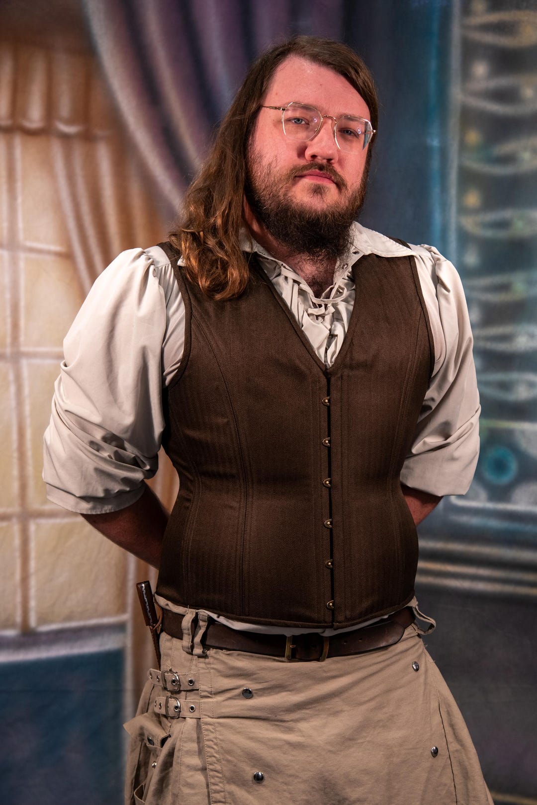 Brown Herringbone Masculine Men's Corset Vest - Etsy