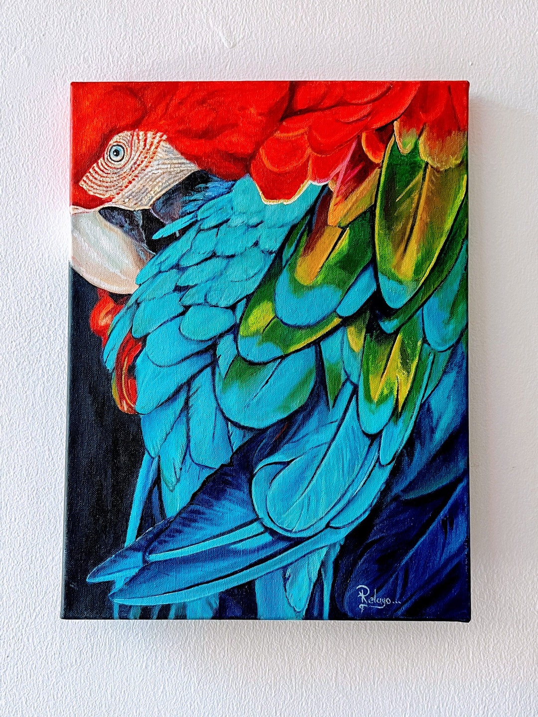 Guacamaya Original Art Acrylic Painting Canvas 12x16 Art by Coco Pelayo ...
