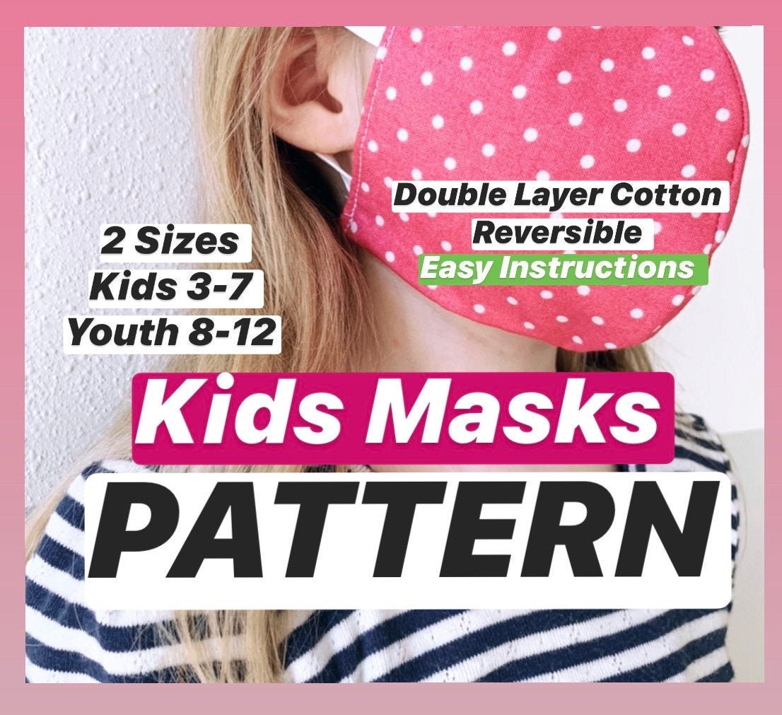 Kids Cotton Face Mask Pattern - Kids Mask Pattern PDF - DIY Mask ...