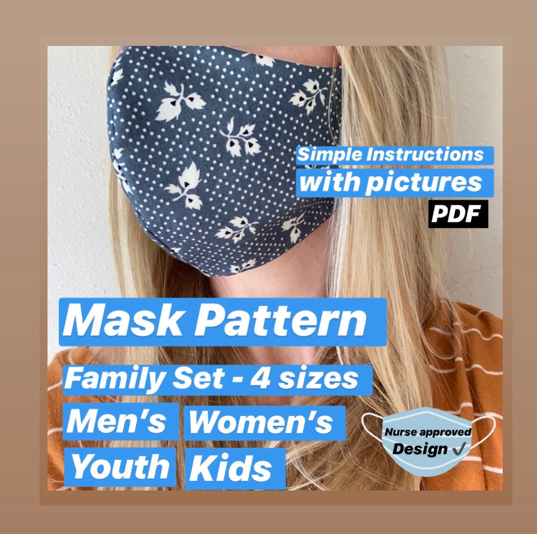 Cotton Face Mask Pattern - Mask Tutorial - DIY Mask Pattern - Family ...