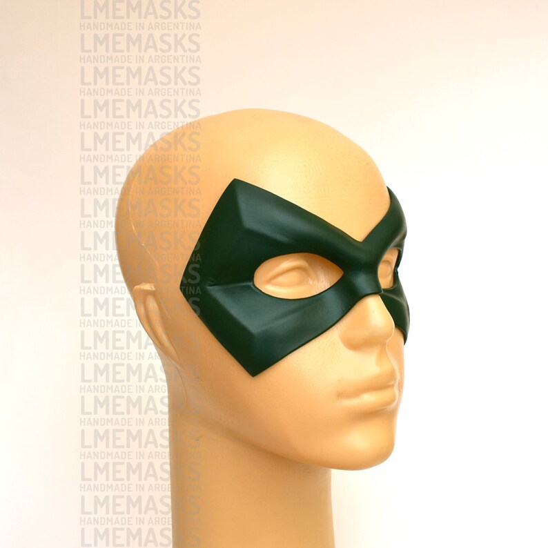 Green Arrow Leather Mask Dark Green Comic Oliver Queen Robin | Etsy