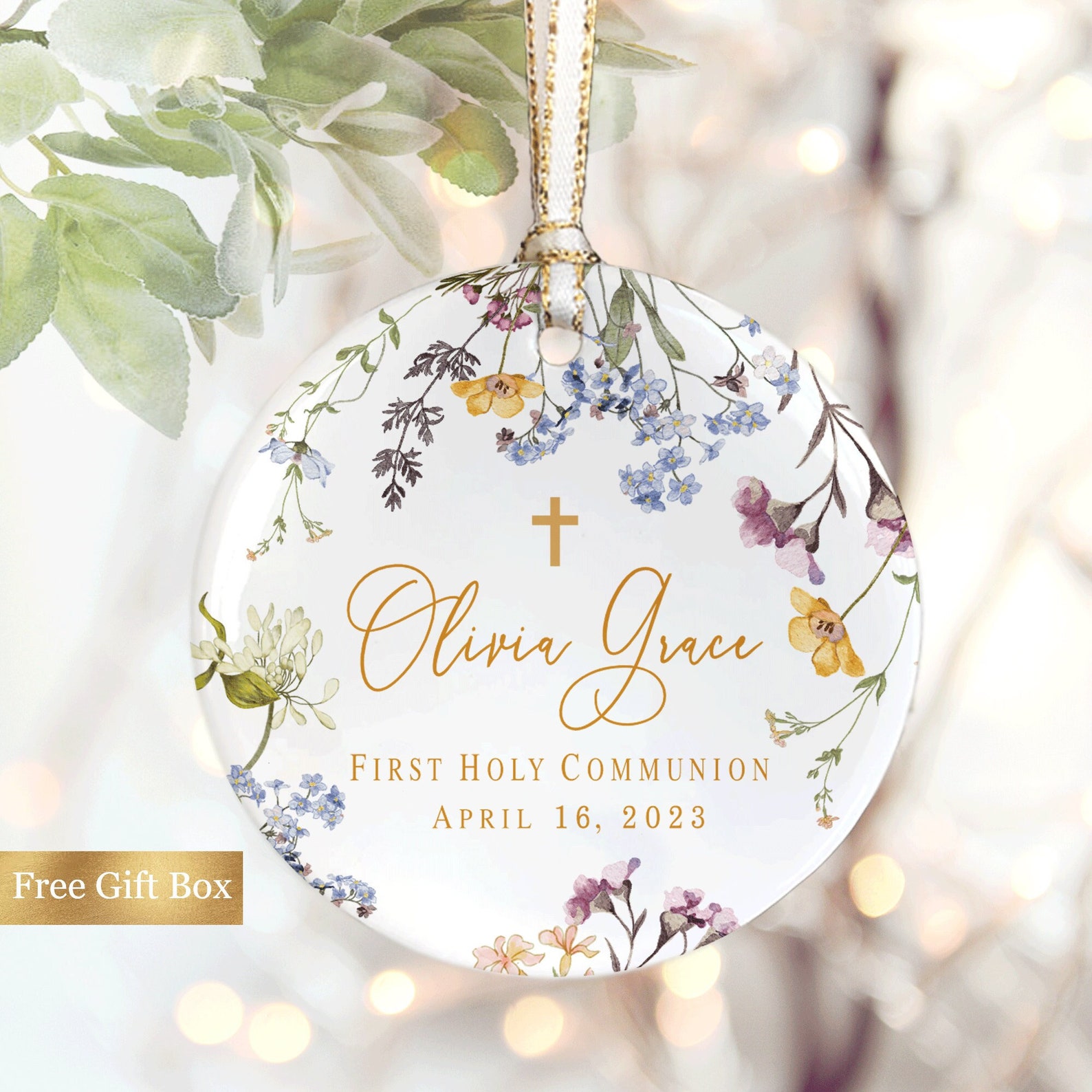 Personalized Porcelain Ornament - First Communion Gift for Girl ...