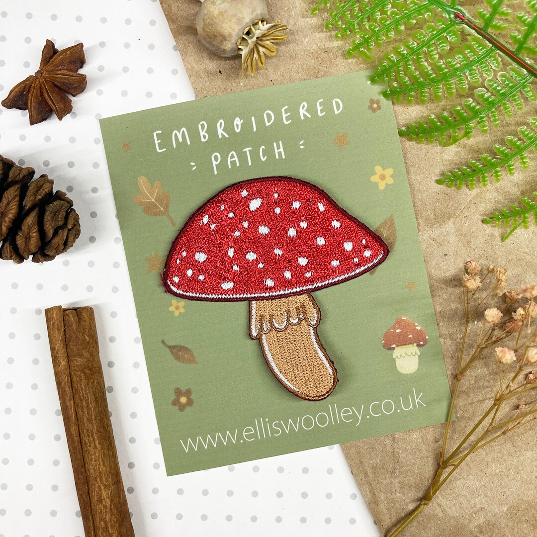 Toadstool Embroidered Patch Woodland Patch Mushroom Patch Iron on Patch Toadstool Art Toadstool ...