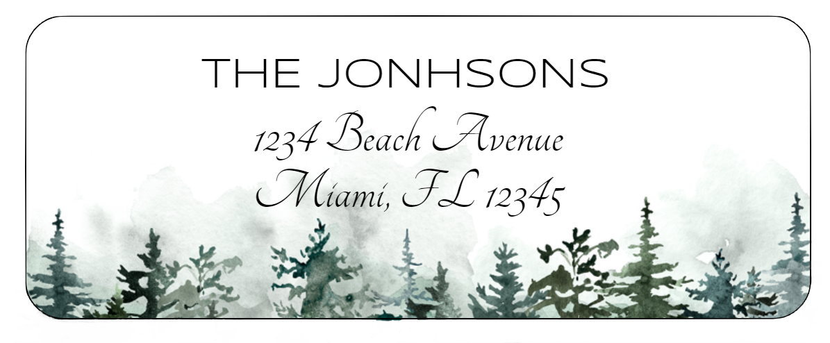 90 Personalized Custom Forest Watercolor Pine Tree Return Address ...