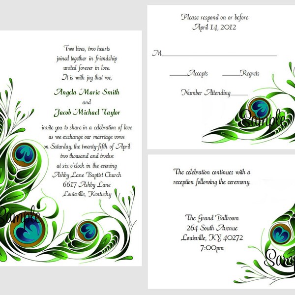 Peacock Invitations - Etsy