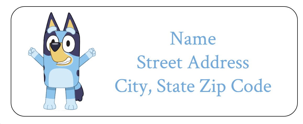 90 Personalized Custom Bluey / Bingo Address Labels Stickers Envelope ...
