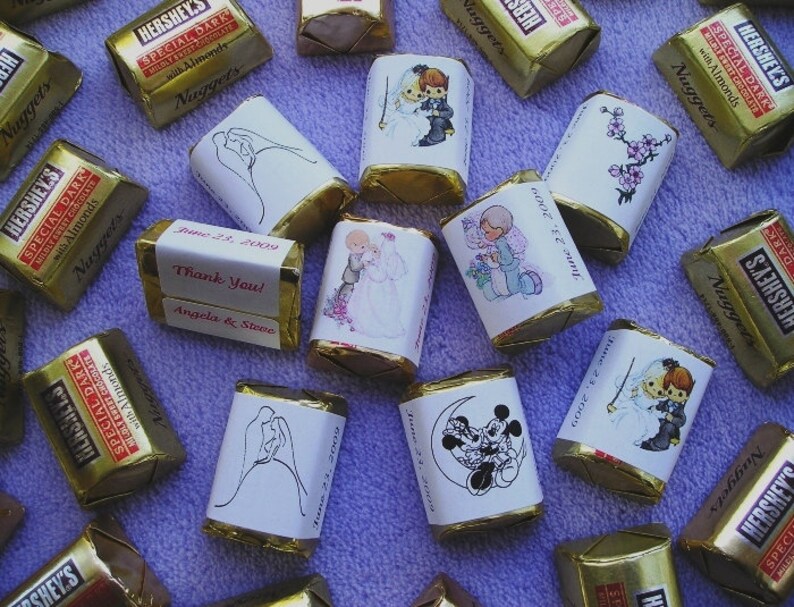 150 Personalized Custom Candy Nugget Wrappers Wedding Any Party Labels ...