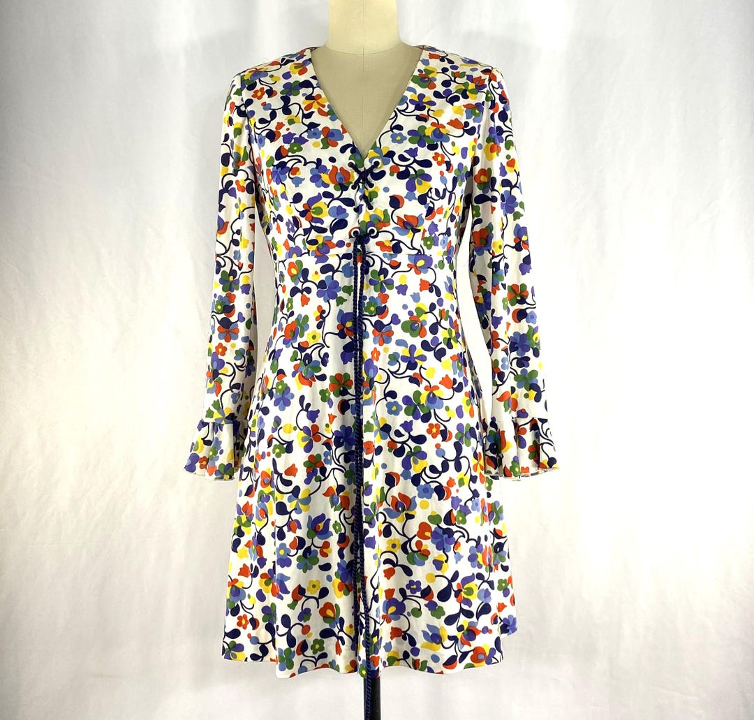 1970s Mini Dress - Small - 1970s Hippie Dress - 1970s Primary Color ...