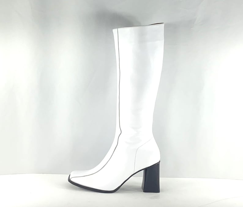 Handmade 1960s Mod Go-go Boots - All Sizes - White Leather - Cuban Heel ...