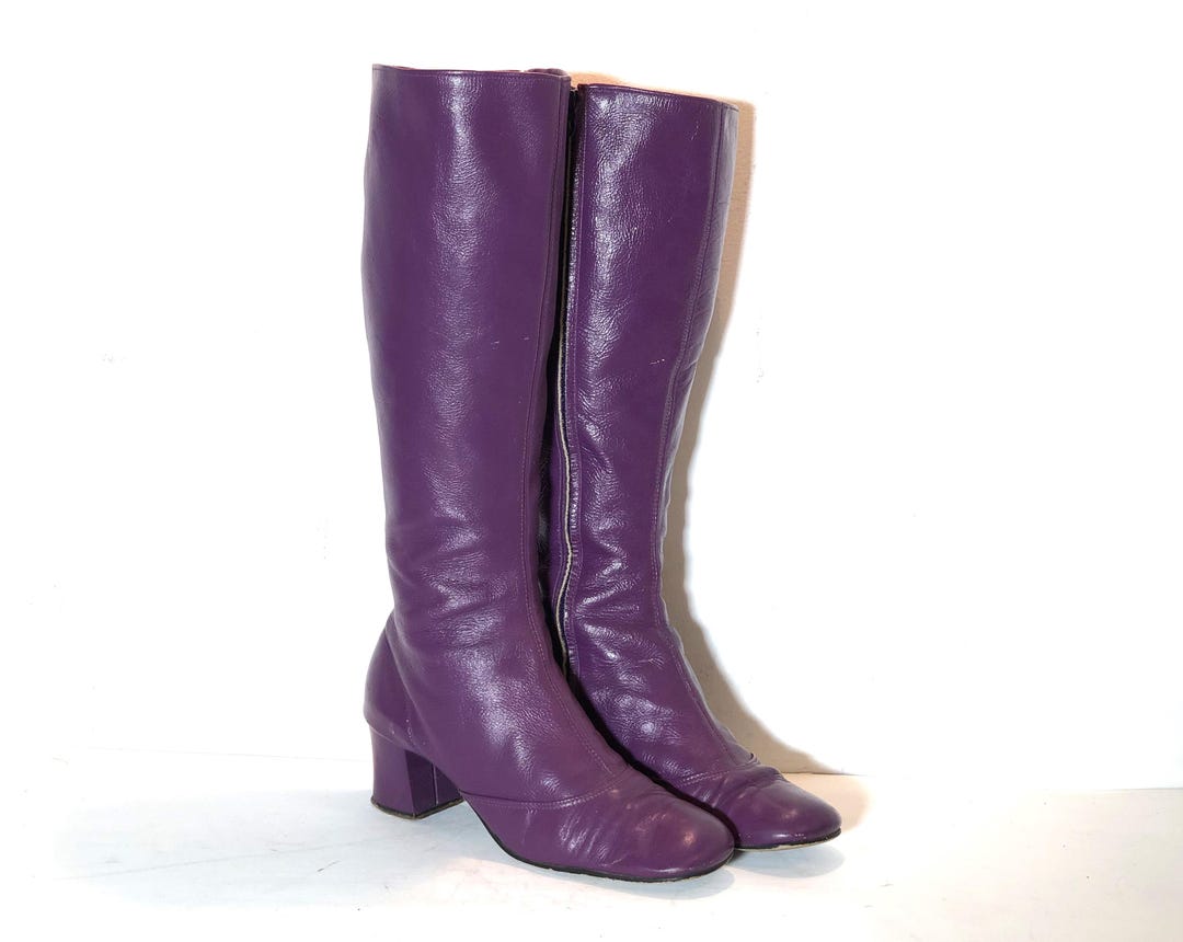 1960s Vintage Purple Patent Leather Go Go Boots - Size 6.5 - Etsy