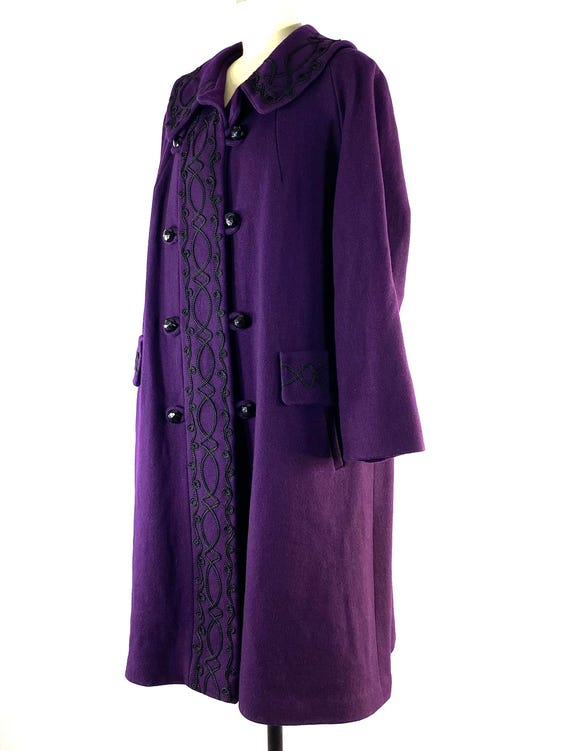 1950s wool overcoat - large - 1950s purple wool coat … - Gem