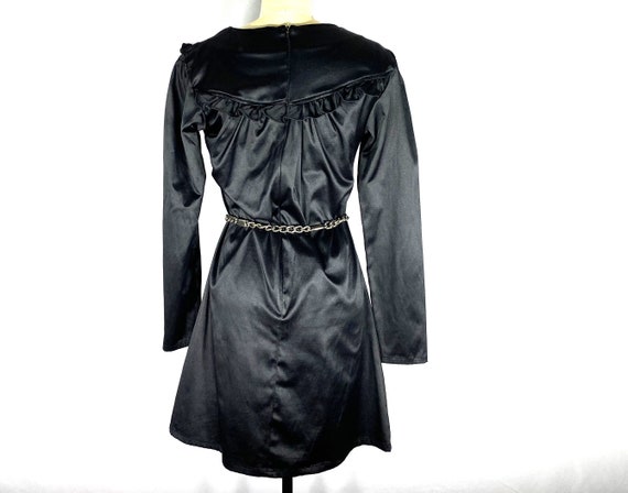 1990s mod black dress - medium - 1990s black silk sat… - Gem