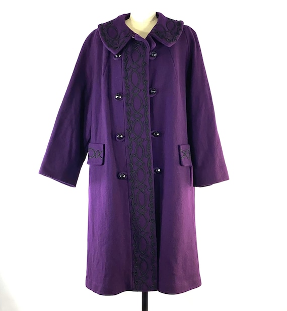 1950s wool overcoat - large - 1950s purple wool coat … - Gem