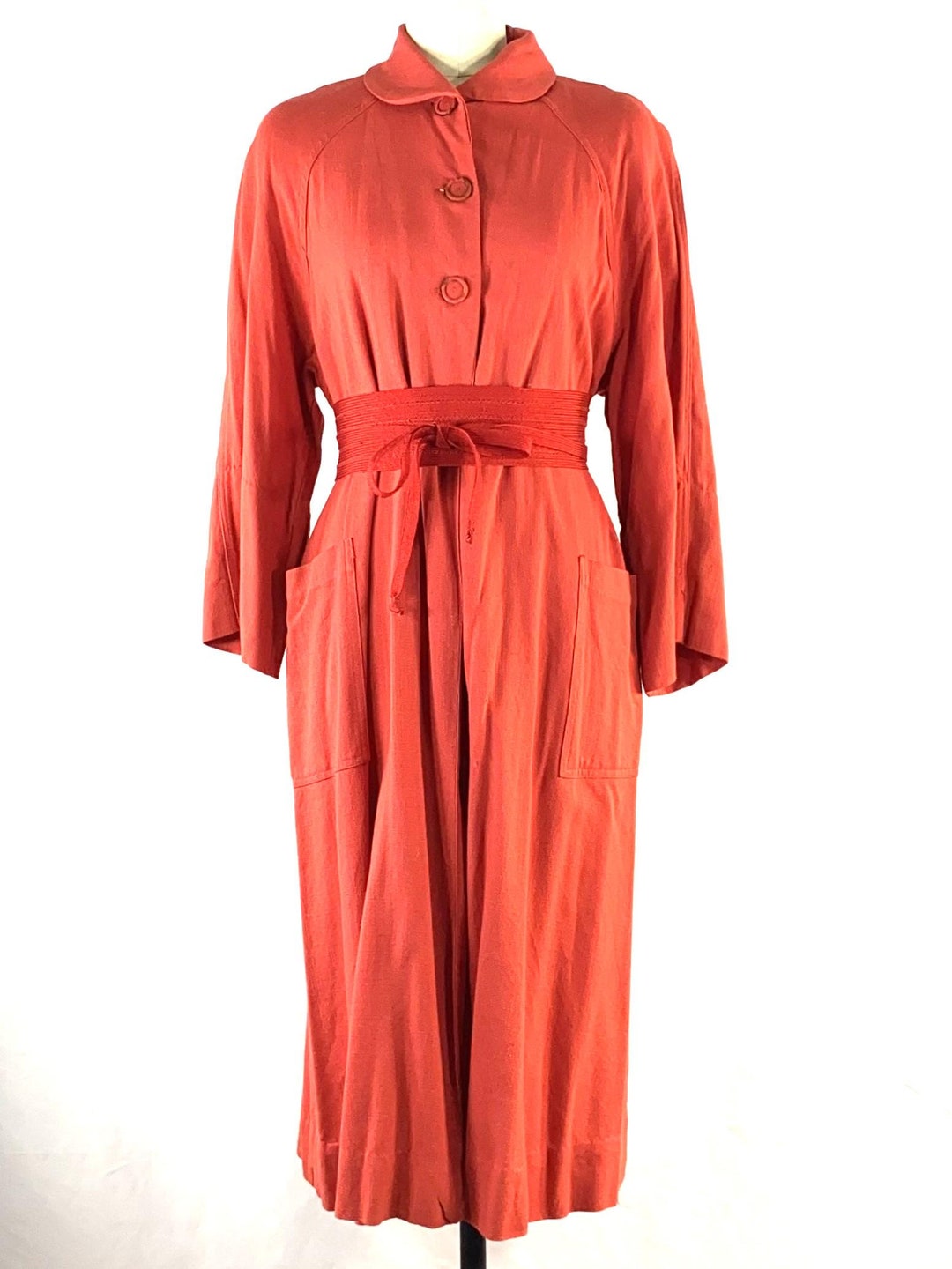 1930s Coral Cotton Coat: Vintage Art Deco Lightweight Overcoat - Etsy