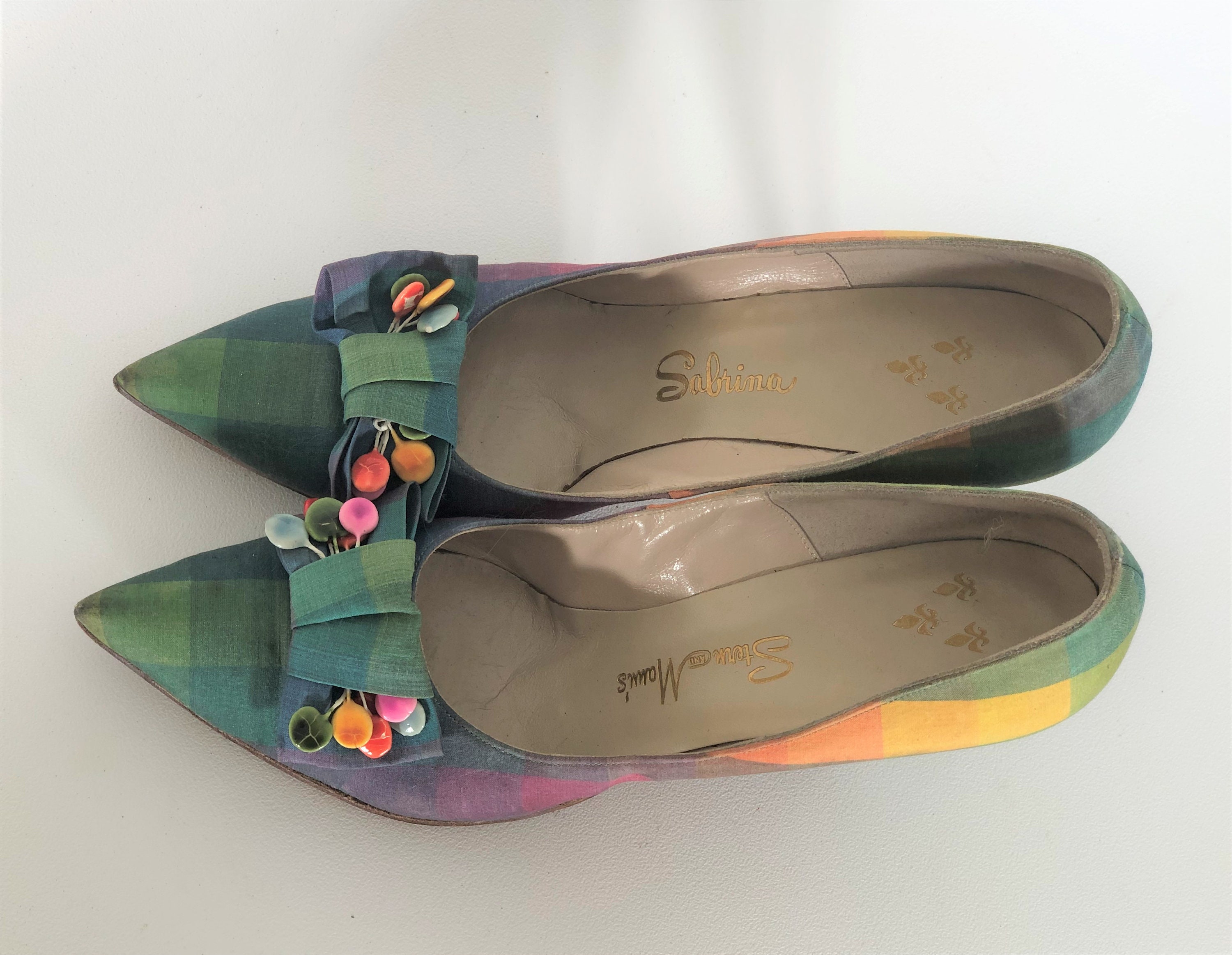 1950s Pastel Plaid Stilettoes With Bow Size 7 Narrow 1950s - Etsy
