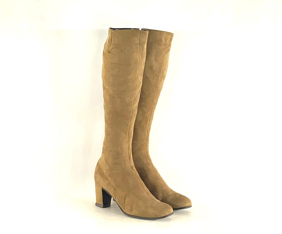 1960s Beth Levine Boots - Size 6.5 N - 60s Tan Suede Boots - 1960s Mod ...