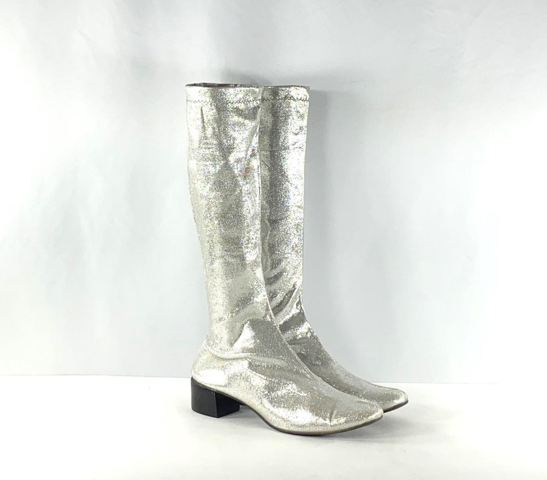 1960s Silver Go Go Boots - Size 8.5 - 1960s Silver Gogo Boots - 1960s ...