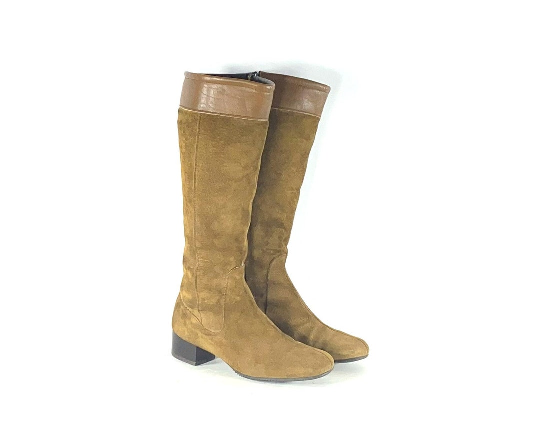 1970s Light Brown Suede Winter Boots - Size 7 - 1970s Suede Boots With ...