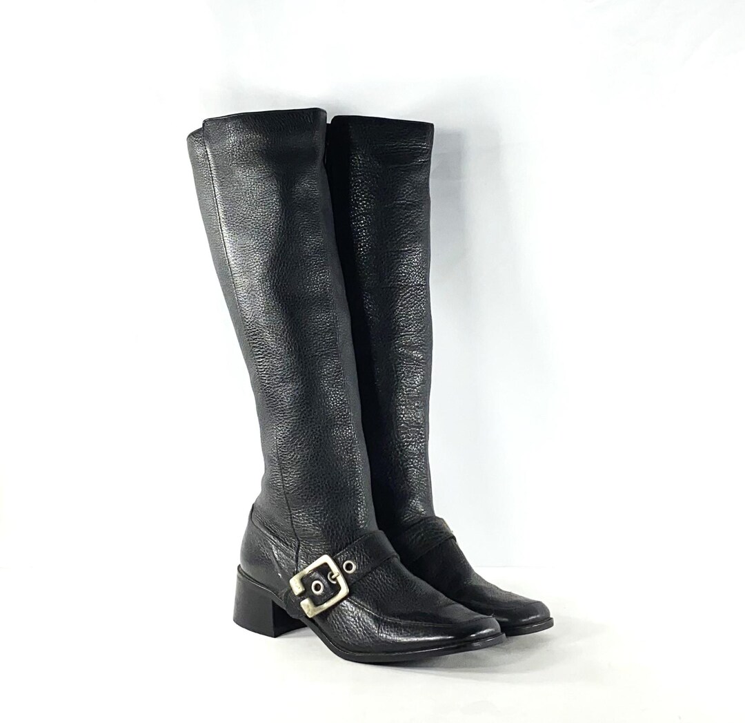 1960s Mod Black Leather Boots - Size 9 - 1960s Black Leather Boots ...