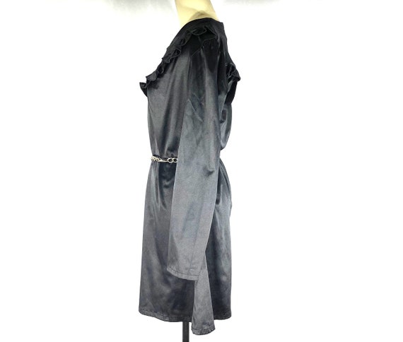 1990s mod black dress - medium - 1990s black silk sat… - Gem