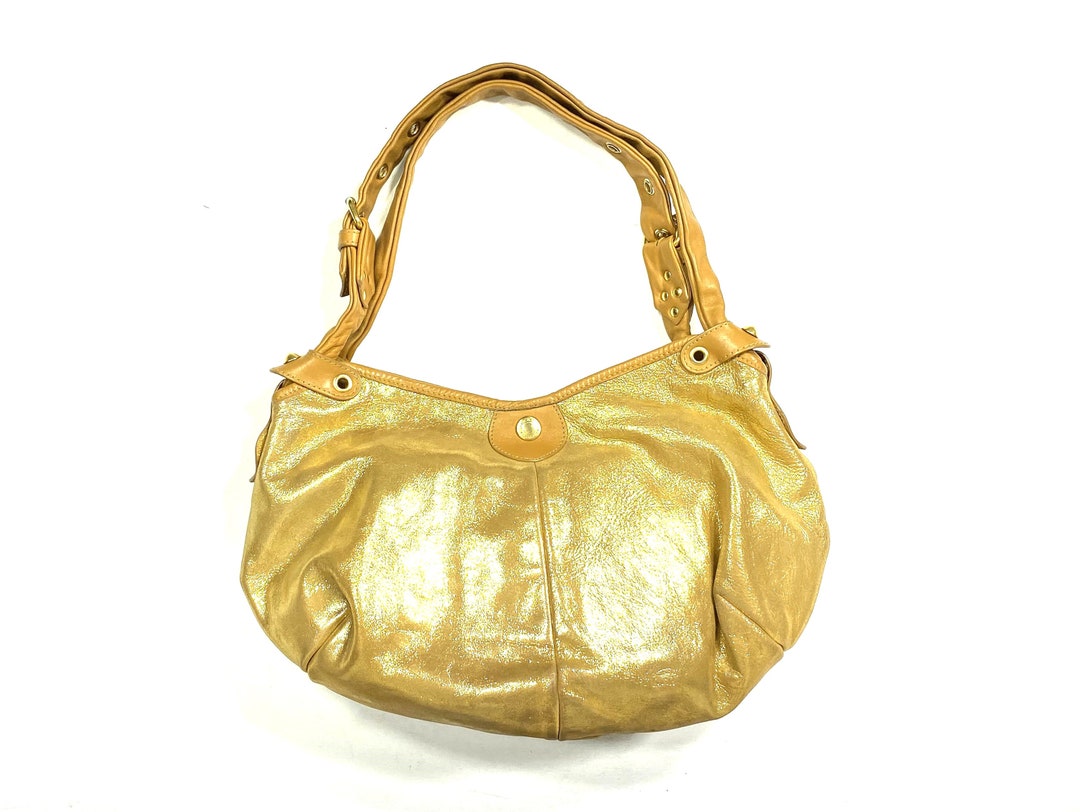 1990s Jimmy Choo Gold Faux Leather Hobo - 1990s Bag - 1990s Vegan Purse ...