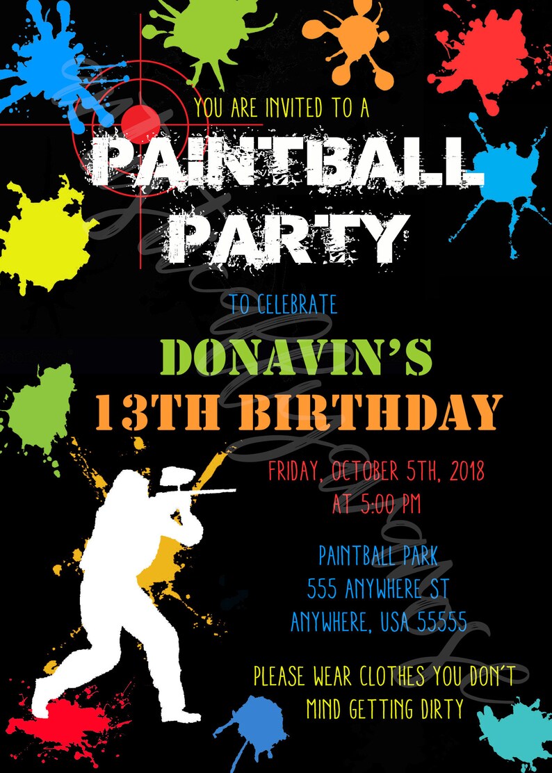 Paintball Party Digital Invite - Digital PDF - Etsy