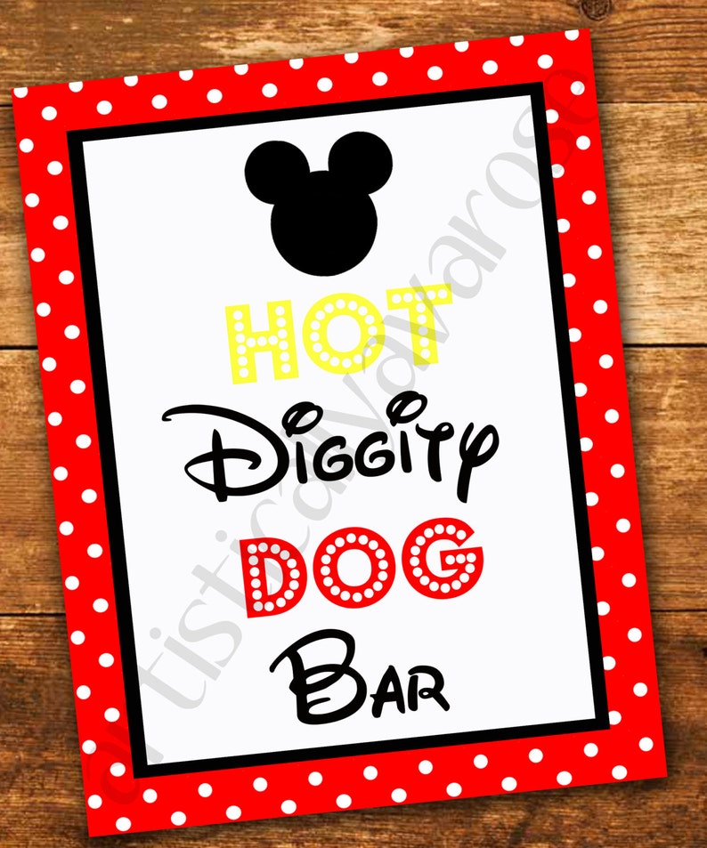 Printable Mickey Mouse Hot Diggity Dog Sign - Etsy