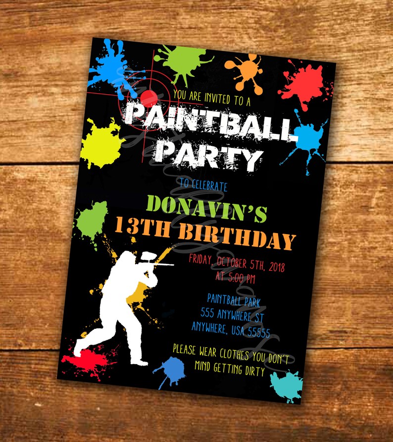 Paintball Party Digital Invite - Digital PDF - Etsy