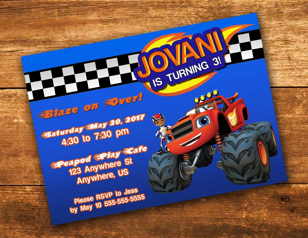 Blaze Birthday Party Invitation - Digital File - Etsy
