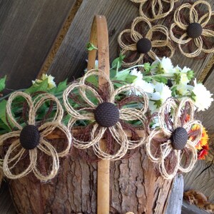 Rustic Burlap Daisy Flower Set of 8- Farmhouse Wedding - Embellishment ...