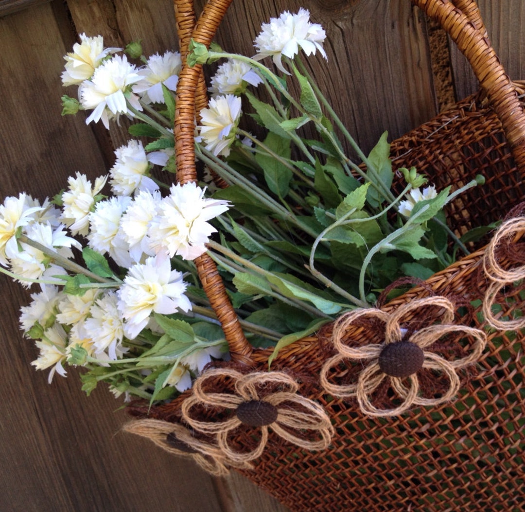 Rustic Burlap Daisy Flower Set of 8 Farmhouse Wedding Embellishment ...