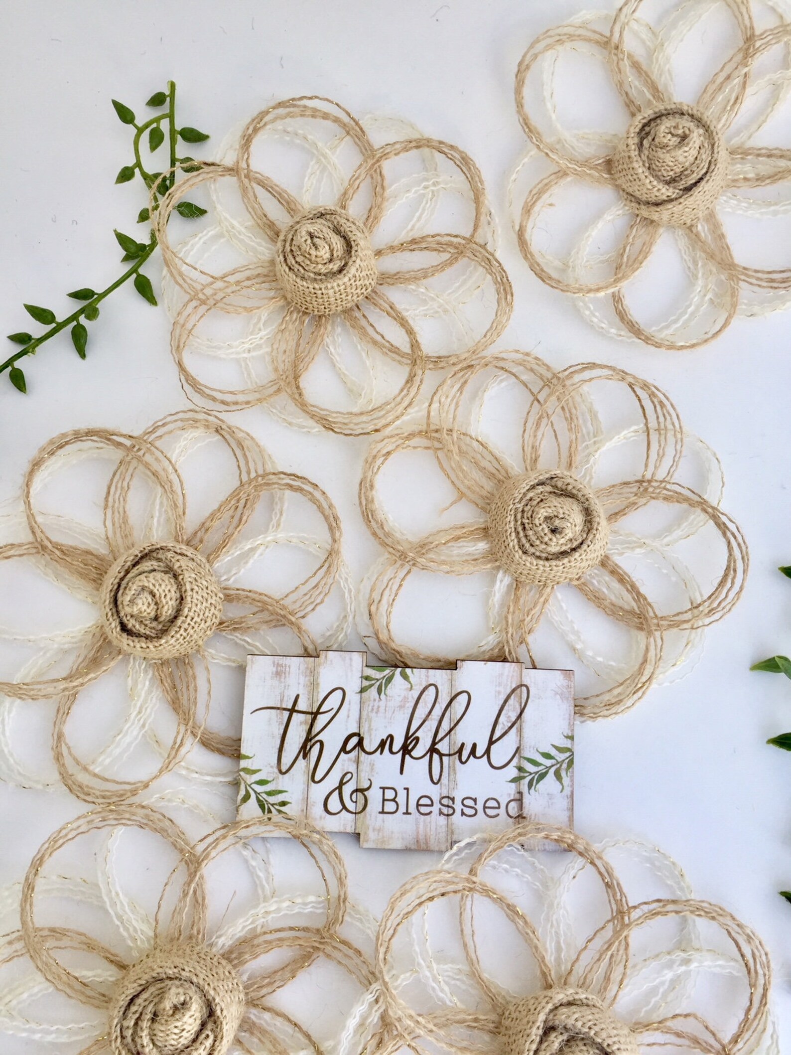 Set of 6 Burlap Flowers Rustic, Farmhouse, Barn, Outdoor, Country ...