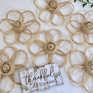Set of 6 Burlap Flowers Rustic, Farmhouse, Barn, Outdoor, Country ...