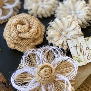 Burlap Flower Set of 10 Farmhouse Home Decor Rustic Home - Etsy