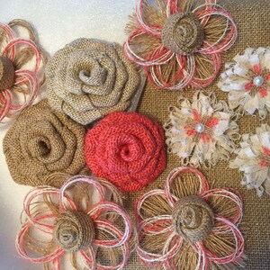 Burlap Flower Assortment Set of 10 Shabby Chic Rustic - Etsy
