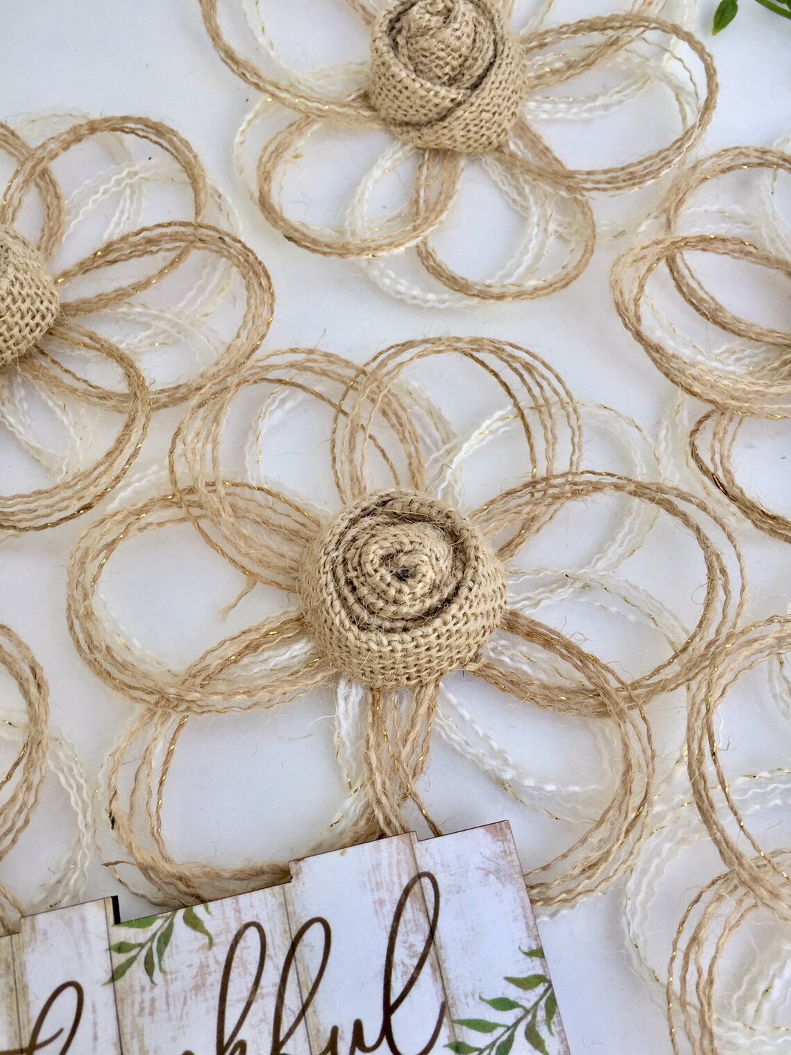 Set of 6 Burlap Flowers Rustic Farmhouse Barn Outdoor - Etsy