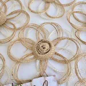 Set of 6 Burlap Flowers Rustic, Farmhouse, Barn, Outdoor, Country ...