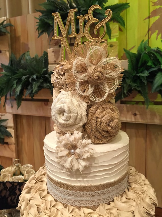 Burlap Bridal Shower Cake