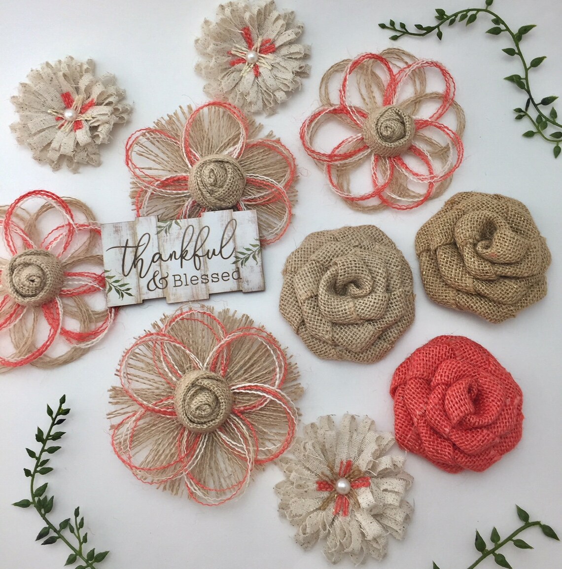 Rustic Wedding Burlap Flower Mix Set of 10 YOU Choose | Etsy