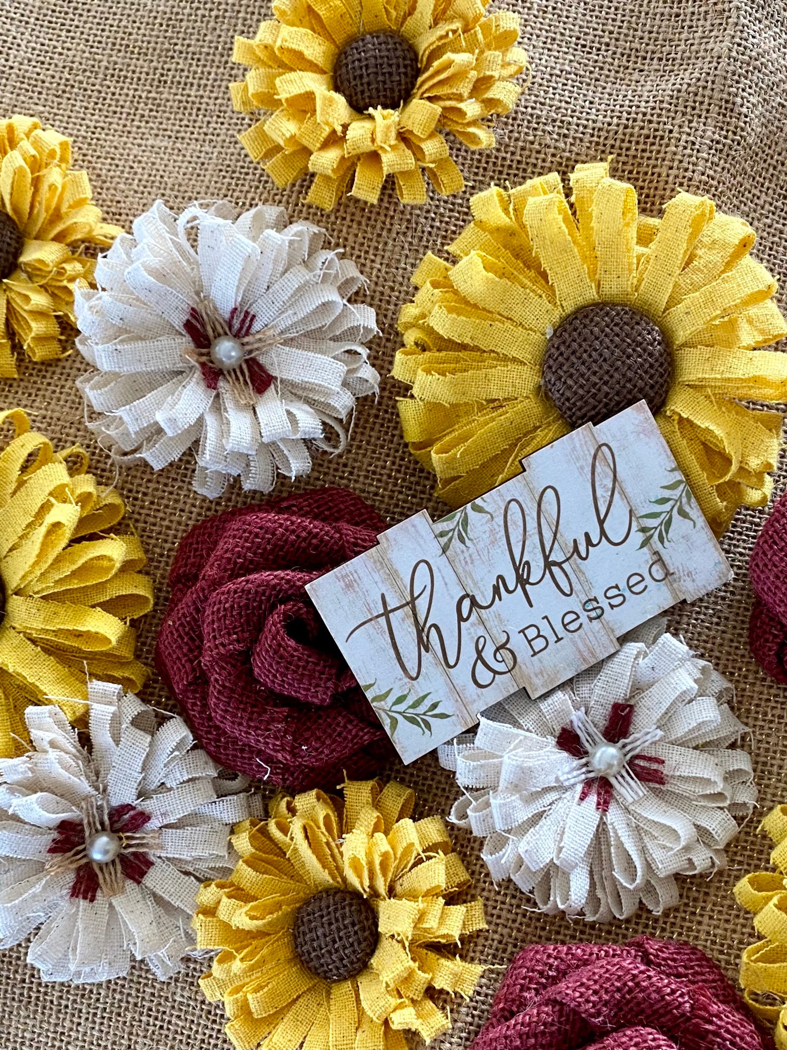 Sunflower and Maroon Flower Set of 12 Farmhouse Decor - Etsy