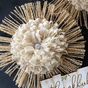 Shabby Chic Burlap Flower Set of 3 Shabby Chic Rustic Country Vintage ...