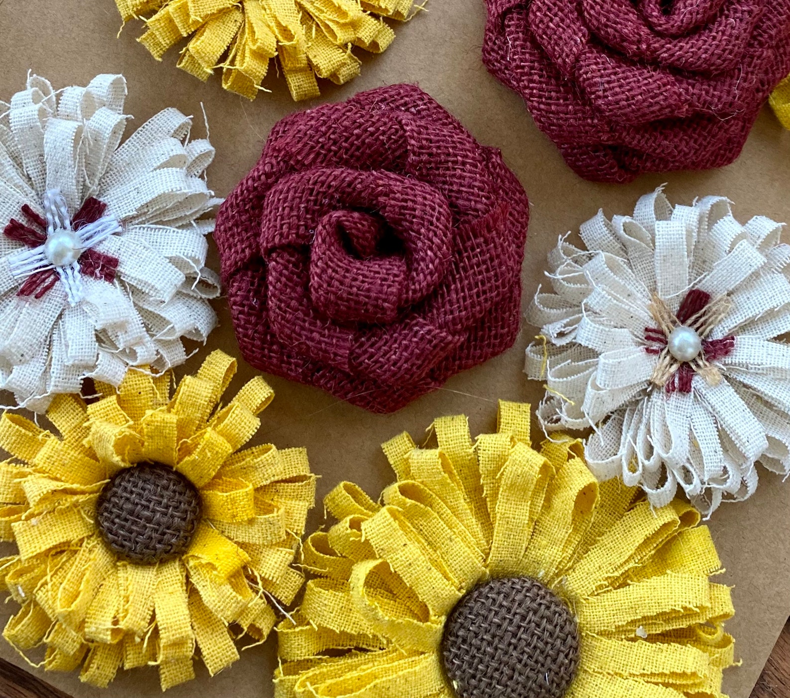 Sunflower and Maroon Flower Set of 12 Farmhouse Decor - Etsy