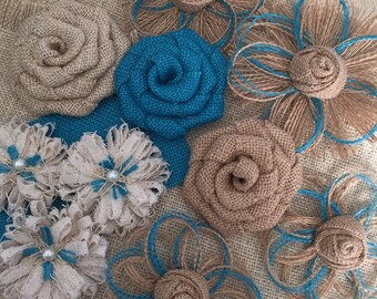 Shabby Chic Burlap Flower Set of 3 Shabby Chic Rustic | Etsy