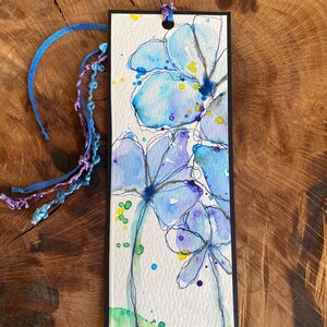Blue Flower Watercolor Bookmark Set - Etsy