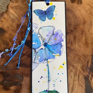 Blue Flower Watercolor Bookmark Set - Etsy