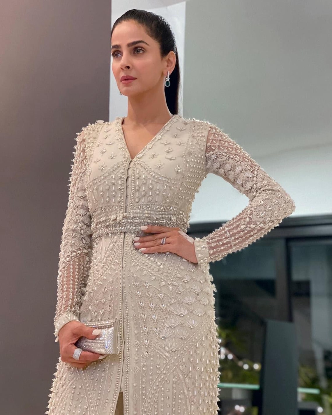 Elan Inspired Pearl White Dress Worn by Saba Qamar - Etsy