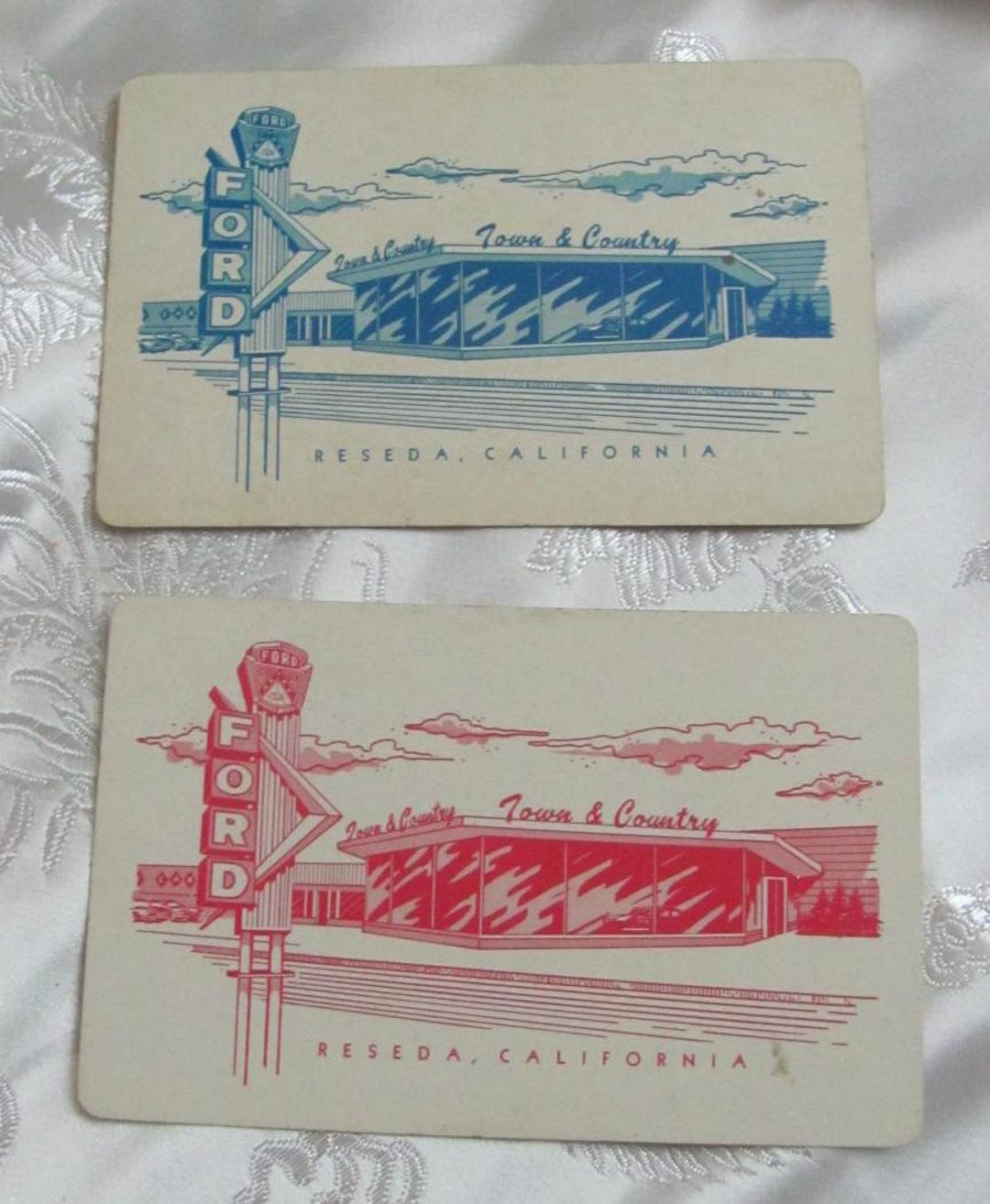 2 Single Swap Playing Cards - Ford Car Dealership Reseda CA // Vintage ...